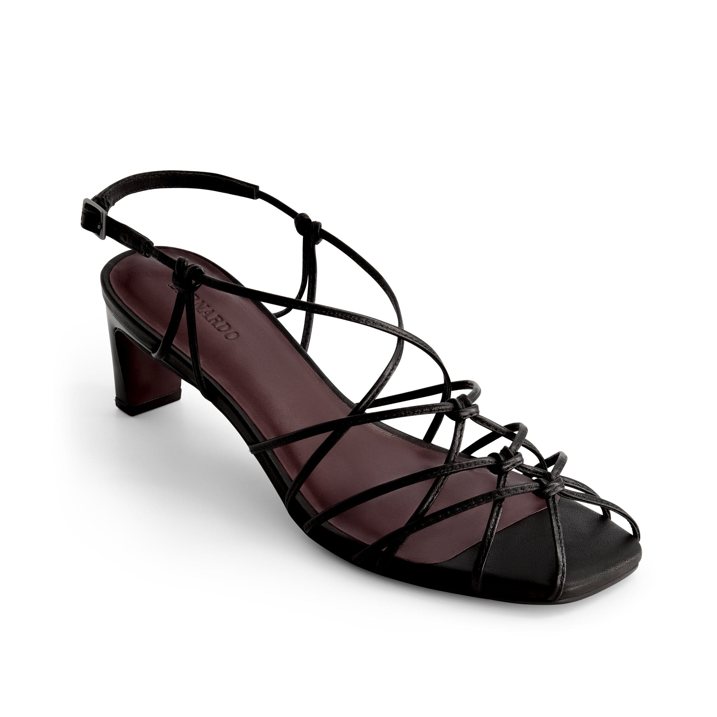 Catrina Strappy Heel Sandal in Black Leather – Bernardo 1946