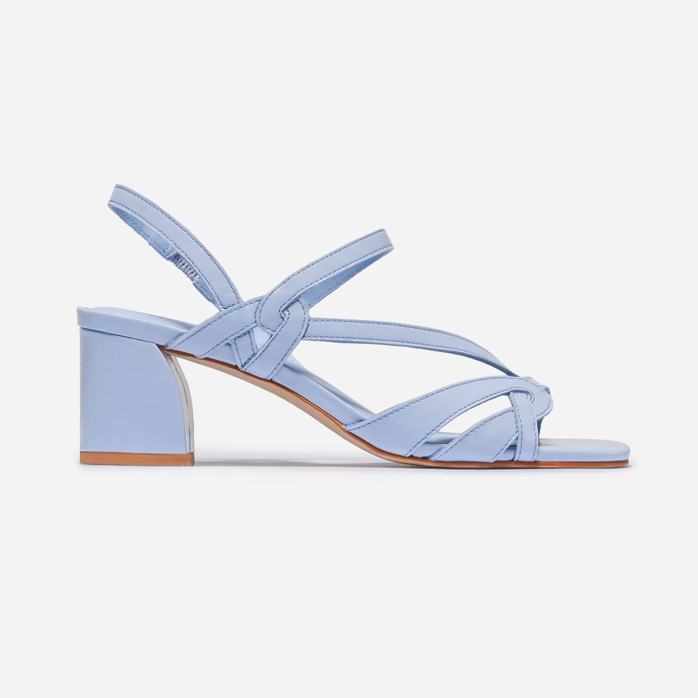 Gyoda Mid Heel Sandal in Something Blue Crinkle Gloss Leather ...