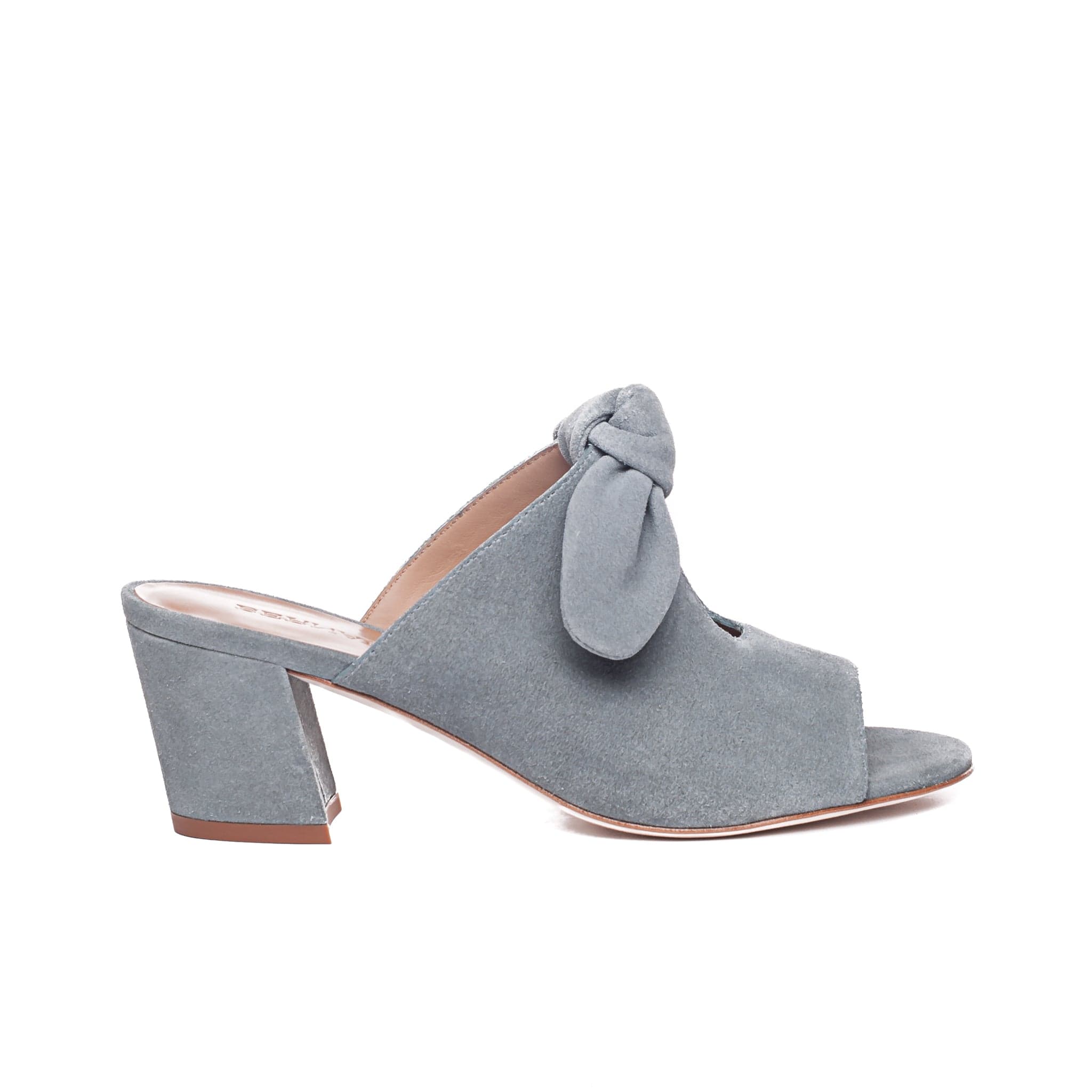 Benson Heel with Bow in Storm Suede – Bernardo 1946